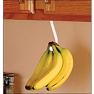 Gadjit Banana Hook/Hanger (White) - Under Cabinet Hook to Hang a Bunch of Bananas. Folds Up Out of Sight When Not in Use. Mounting Adhesive Included. Hanging Bananas Prevents Bruising