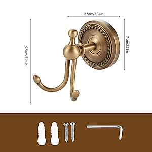 Topyond Brass Wall Hooks,Wall Mounted Coat Rack, Heavy Duty Antique Door Towel Hanger Holder,Wall Mount Clothes Coat Hat Bag Hook for Coat Hat Towel Purse Robes Entryway Bathroom