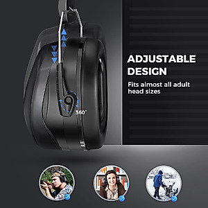 Ear Protection Safety Ear Muffs, NRR 28dB Safety Earmuffs for Hearing Protection, with Padded Headband, Compact Foldable Ear Defenders for Shooting, Hunting, Mowing, Construction, with Carrying Bag