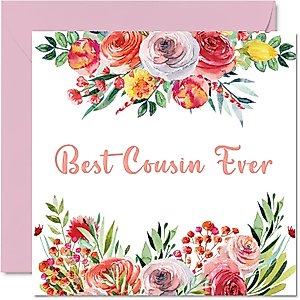 Stuff4 Birthday Cards for Cousin - Best Cousin Ever - Beautful Happy Birthday Card for Cousin from Relative Family, Cousin Birthday Gifts, 5.7 x 5.7 Inch Birthday Greeting Cards for Cousin