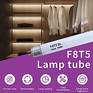 Accway (6 Pack) F8T5/DL 6500K 12’’ Linear Fluorescent Light Bulb, 8W Day Light T5 Tube, F8T5/D Bright White Lamp G5 Base Replacement for Under Cabinet Light, RV, Closet