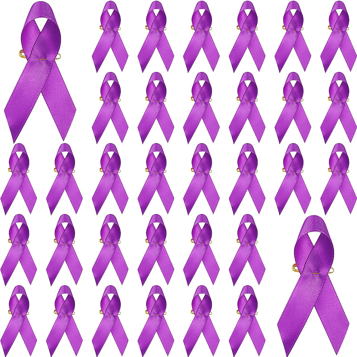 150 Pieces Purple Ribbon Awareness Pancreatic Cancer Awareness Pins Domestic Violence Awareness Lupus Overdose Alzheimers Cancer Awareness Pins Purple Brooch with Safety Pins for Charity Public Event
