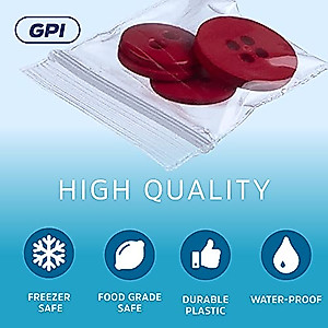 GPI Pack of 100-1" x 1" 2.5 mil Thick, Clear Plastic Jewelry Zip Bags, RECLOSABLE Strong Poly Baggies with Resealable Zip Top Lock for Pills, Meds, Jewelry, Travel, Storage, Packaging & Shipping.
