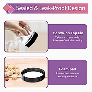 SLifeJars 4OZ Plastic Jars 48Pcs Wide Mouth Round Clear Container Jars with Black Lids Stackable Empty Slime Jars Refillable Clear Airtight Travel Storage Jars for Kitchen, Beauty Products and More