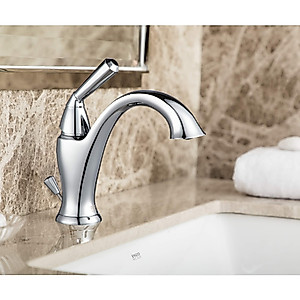 ENZO RODI Solid Brass Bathroom Faucet Polished Chrome, Single Handle Bathroom Sink Faucet with Metal Lift Pop-up Drain Assembly, Deck Plate Included