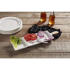 Mud Pie Garnish Bar Set, tray 5 1/2" x 15" | fork 7", White