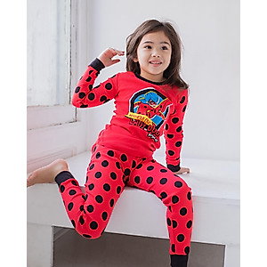Miraculous Ladybug Big Girls Breathable Pullover Pajama Shirt & Pajama Pants Red 10-12