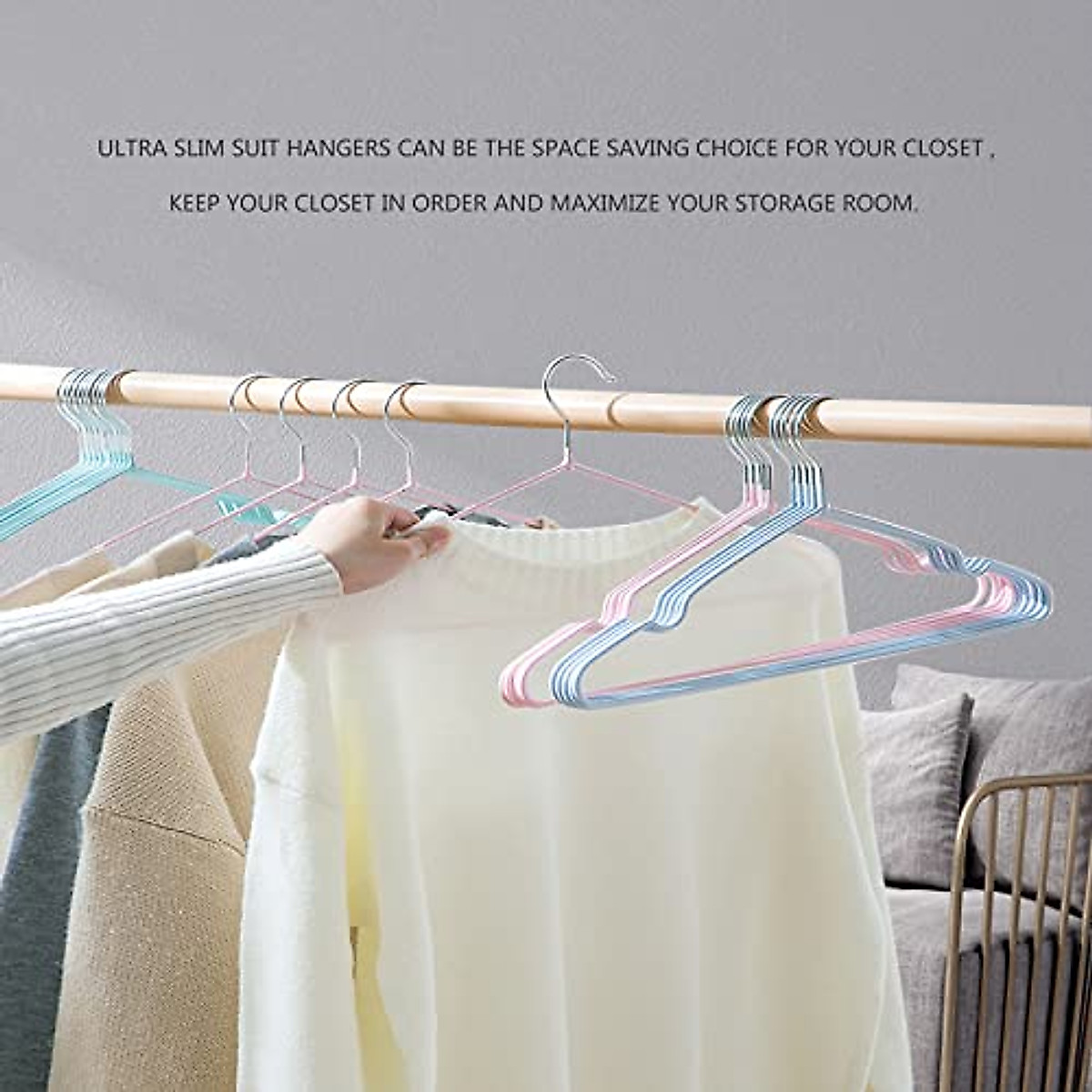 JINGXINMY Clothes Hangers 20 Pack,Non-Slip Rubber Coated MetalShirt Blouse Hanger, for Coat, Suit, Bridesmaid Wedding, Metal Slim Wire Hanger (Heavy Duty Black, 20)