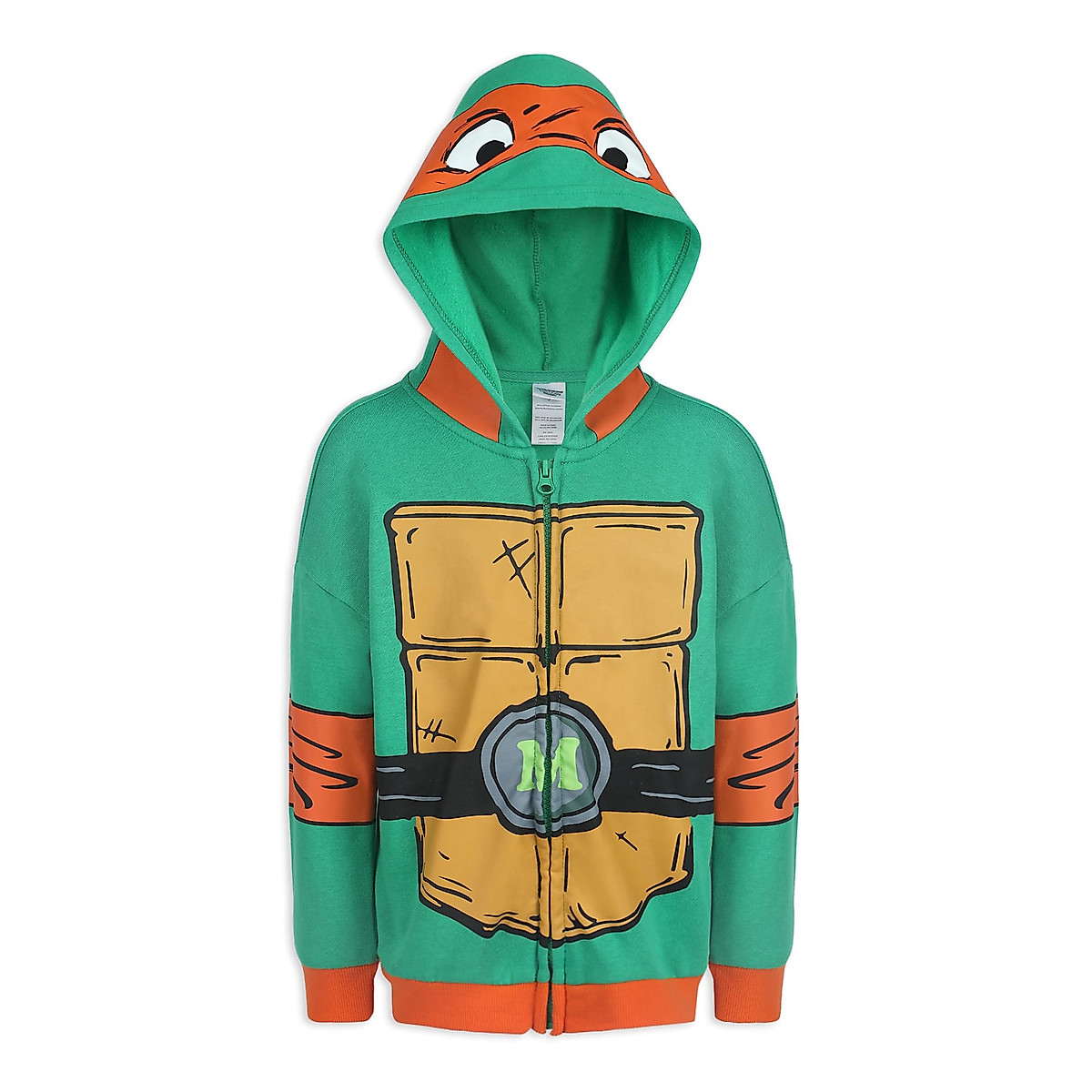Nickelodeon Teenage Mutant Ninja Turtles Michelangelo Boys Zip Up Hooded Sweatshirt for Big Kids Green
