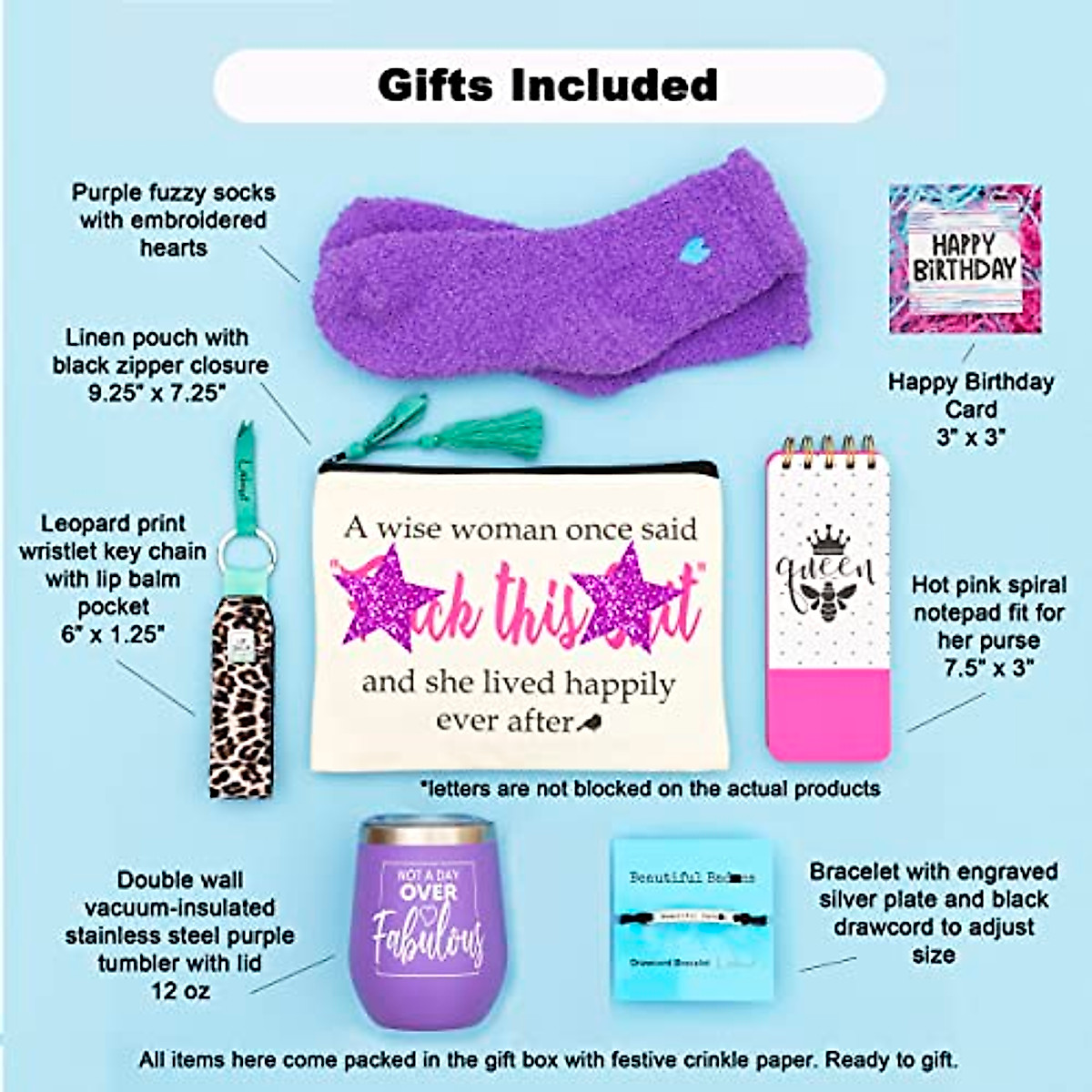 Laberri Birthday Gift for Women Funny Best Friends Sisters Coworkers 40th 50th 60th Bday Fabulous Wine Tumbler Basket Set for Her