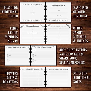 Generic Funeral Guest Book, Celebration of Life Decorations, Celebration of Life Guest Book, Guest Book for Funeral, Funeral Guest Book for Memorial Service with Table Card, Pen & Stand, Wood Book