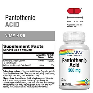 Solaray Pantothenic Acid 500mg -100 Caps