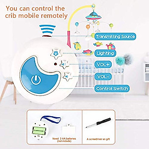 BOBXIN Baby Mobile for Crib, Crib Mobile with Projector and 108 Melodies Music, Crib Toys with Remote Control and Hanging Rattles Rotating,Gift for Newborn and Baby Boy Girl Sleep