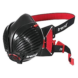 Trend Air Stealth Dust Mask, Half Mask with Replaceable Twin HEPAC Filters for Woodworking, Building & Construction Work, Small/Medium (Colors may vary), STEALTH/SM