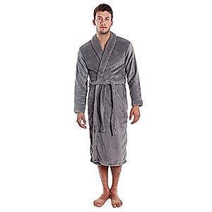 Simplicity Unisex Plush Spa Hotel Kimono Bath Robe Bathrobe Sleepwear Steel Grey, One Size