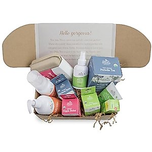 Earth Mama's Mama & Baby Gift Set | Breastfeeding & Postpartum Essentials, Skin Care Gifts for Mom & Newborn, Baby Lotion & Wash, Baby Oil, Sunscreen, Balms, Nipple Butter, Tea and Booby Tubes, 10 pcs