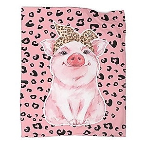 Cute Pig Cozy Soft Flannel Blanket Luxury Fleece Bed Blanket Throw Blanket Lightweight for Sofa Chair Bed for Couch Living Room 50"X40"