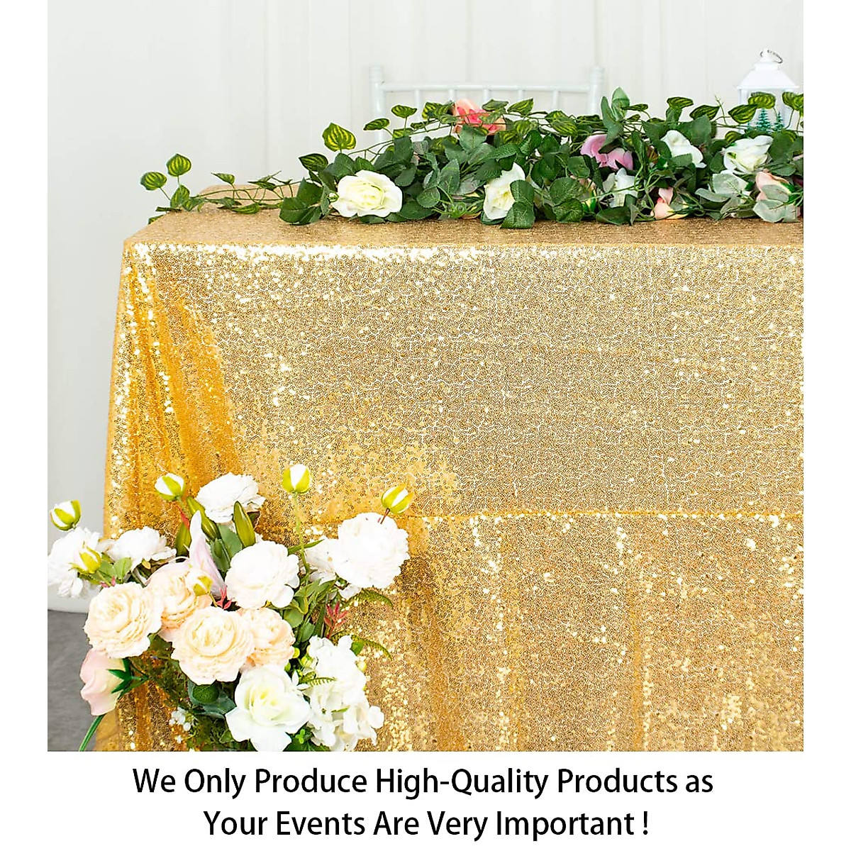 ShiDianYi Gold-50inx72in Rectangular Sequin Tablecloth Popular Bridal Dress Table Cloth,Fashion Tablecloth Overlay