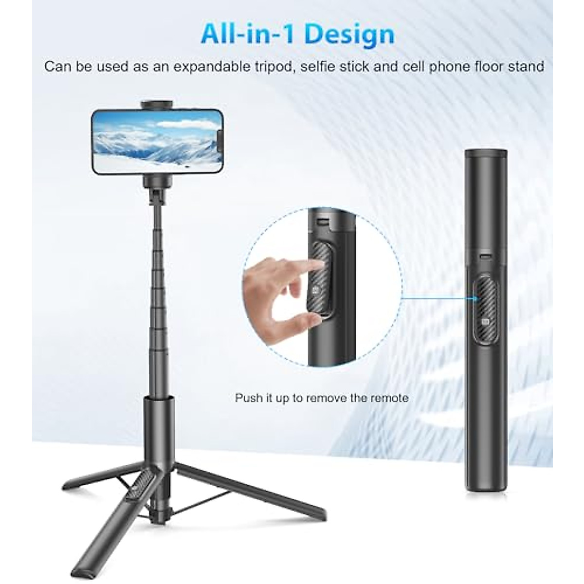 Gahenwo 60" Phone Tripod & Selfie Stick with Remote for Cell Phone 4"-7", Portable Smartphone Tripod Stand Compatible with iPhone Android, Lightweight Travel Tripod for Selfies Video Recording Vlog