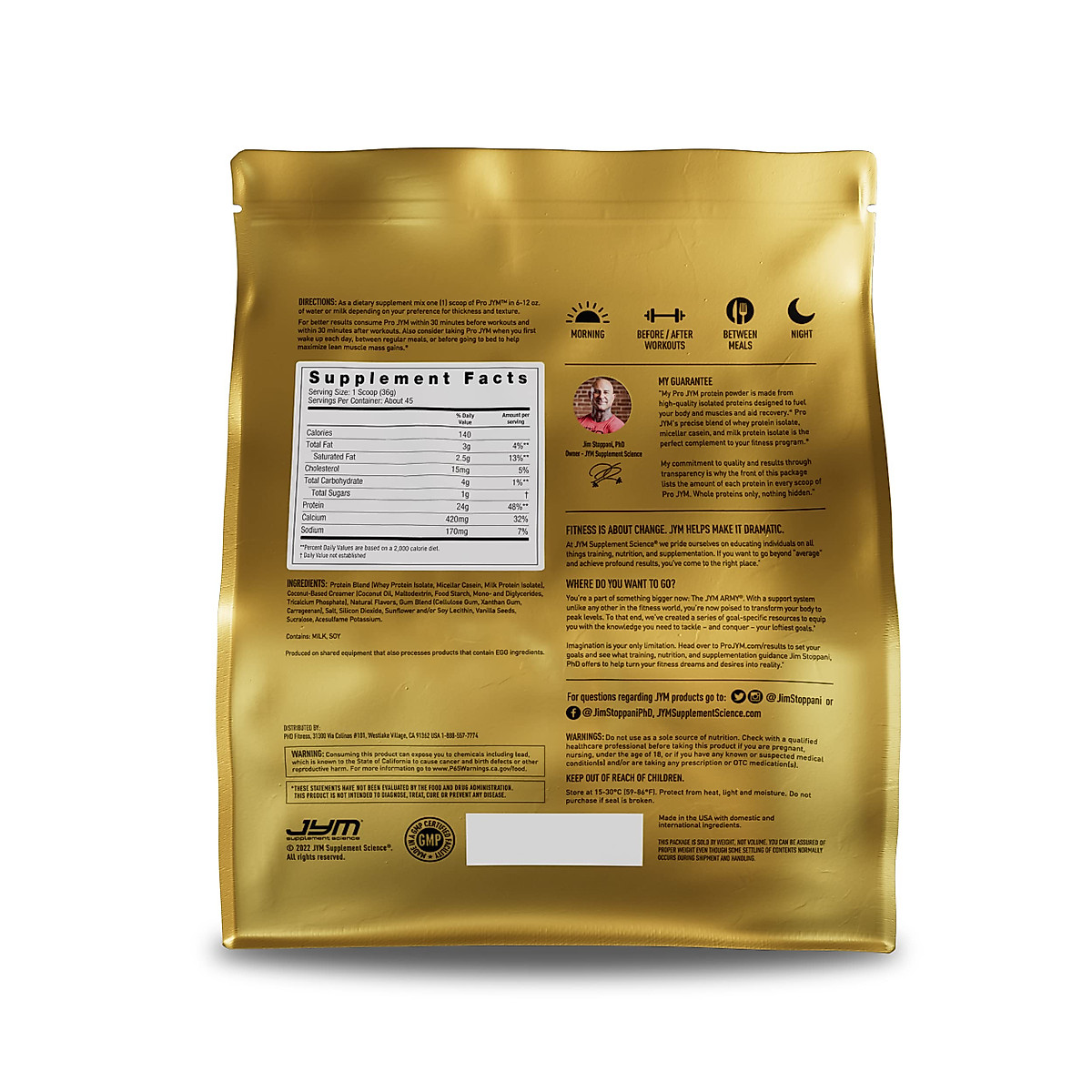 Pro JYM Protein Powder - Whey Protein Isolates, Milk & Micellar Casein | JYM Supplement Science | Tahitian Vanilla Bean, 22 Servings