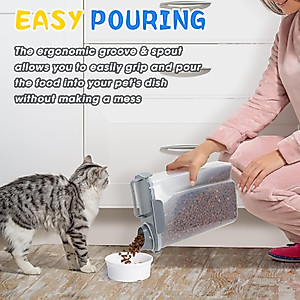TBMax Large Cat Food Storage Container, Portable Dog Food Container with Upgraded Large Spout and Cup, Travel Pet Food Storage Dispenser for Small Animal Kibble Storage, Bird Seed Container - Grey
