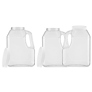 1 Gallon Clear Plastic Jars with Screw On Lids, BPA Free, PET Plastic, Made in USA, Bulk Storage Containers ( Pack of 3)
