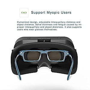 Thafikzi VR Headset Virtual Reality Glasses for Phones VR Gear 3D Glasses for Cell Phone, Virtual Reality Goggles for 3D Movies/ Games, Compatible with Android/ iOS Phones from 4.7 to 7 Inches