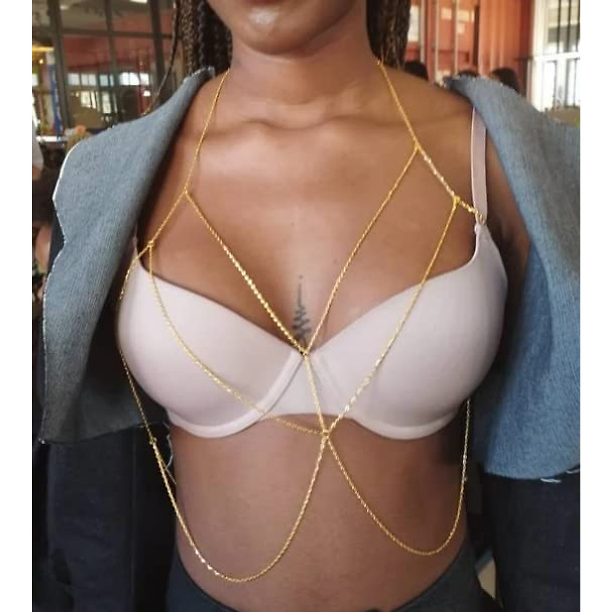 Gold Body Chain Jewelry for Women Body Chain Necklace Bikini Body Chain Waist Bracelet Personality Bikini body Chain Belly Chain Jewelry(Gold)