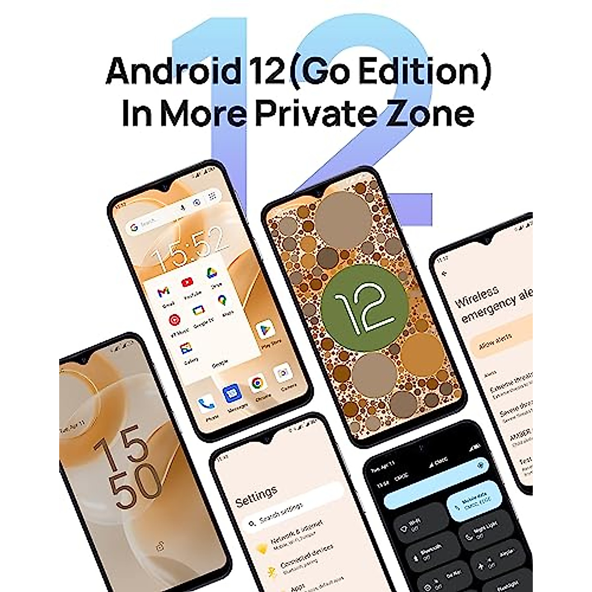 Ulefone 3G Unlocked Smartphones, Note 15 Android 12, Dual Sim Unlocked Cell Phones, Dual Rear Camera, Triple Card Slots, 6.22" Waterdrop Full-Screen Phones, 4000mAh, Face Unlock, US Version - Black