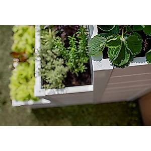 Vita Classic 33 inch x 33 inch Tiered Cascading Keyhole Garden with Composting Basket, White Vinyl, PVC, BPA and Pthalate Free, VT17109
