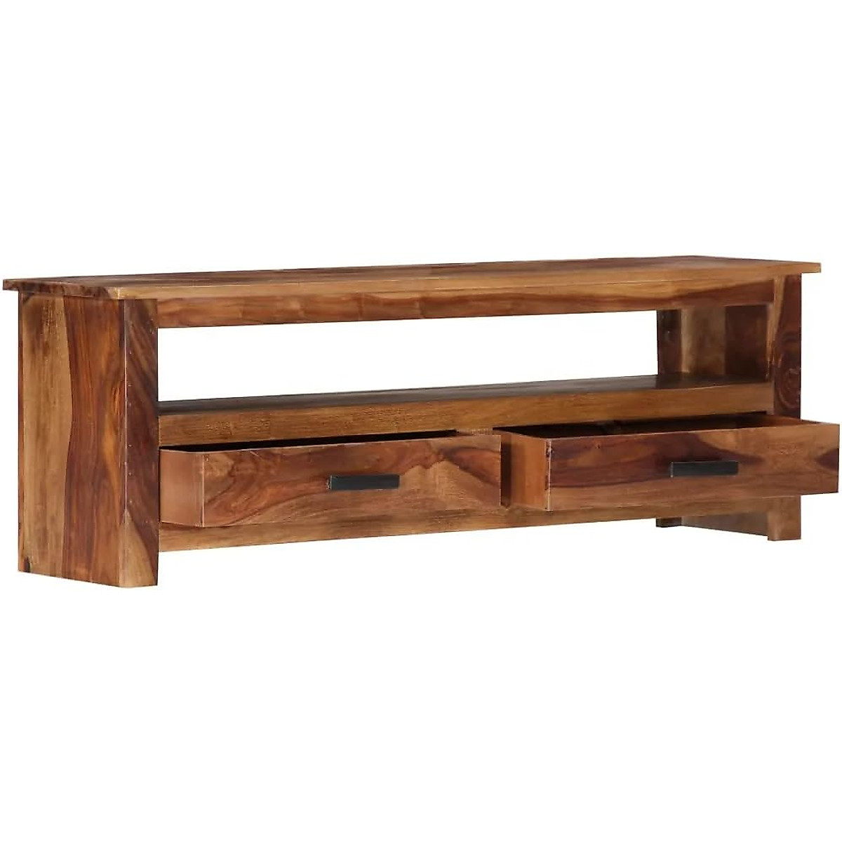 vidaXL Solid Wood Sheesham TV Cabinet with 2 Drawers & 1 Compartment - 46.5x11.8x15.7 - Rustic Brown Wooden Lowboard/Stereo Stand - Fully Assembled
