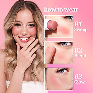 bayfree Cream Blush Stick Trio, Blush Stick for Cheeks, Lip & Eyes, Creamy & Blendable Color, Lightweight, Pefect On The Go, Blends Effortlessly, Face Blush Makeup