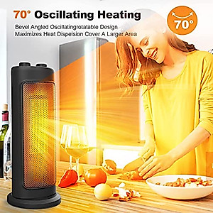 Waoveow Space Heaters Indoor Use Electric, 16Inches 1500W-Ceramic Tower Heater, Fast Heating, Wide Oscillation, Adjustable Thermostat, Over-heating & Tip-over Protection Quiet Safety Office Bedroom