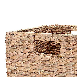 Villacera 12-Inch Square Handmade Wicker Storage Bin Foldable Basket made of Water Hyacinth | Set of 2