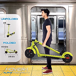 Hover-1 Alpha Foldable Electric Scooter with 450W Brushless Motor, 18 mph Max Speed, 10” Air-Filled Tires and 12 Mile Range