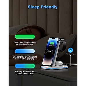 ZUBARR Foldable Wireless Charger for Multiple Devices 3 in 1 Wireless Charging Station for Travel, Compatible with iPhone14 13 12 11/Pro/XR, iWatch Charger for7/6/5/4/3/2, Airpods Wireless/Pro
