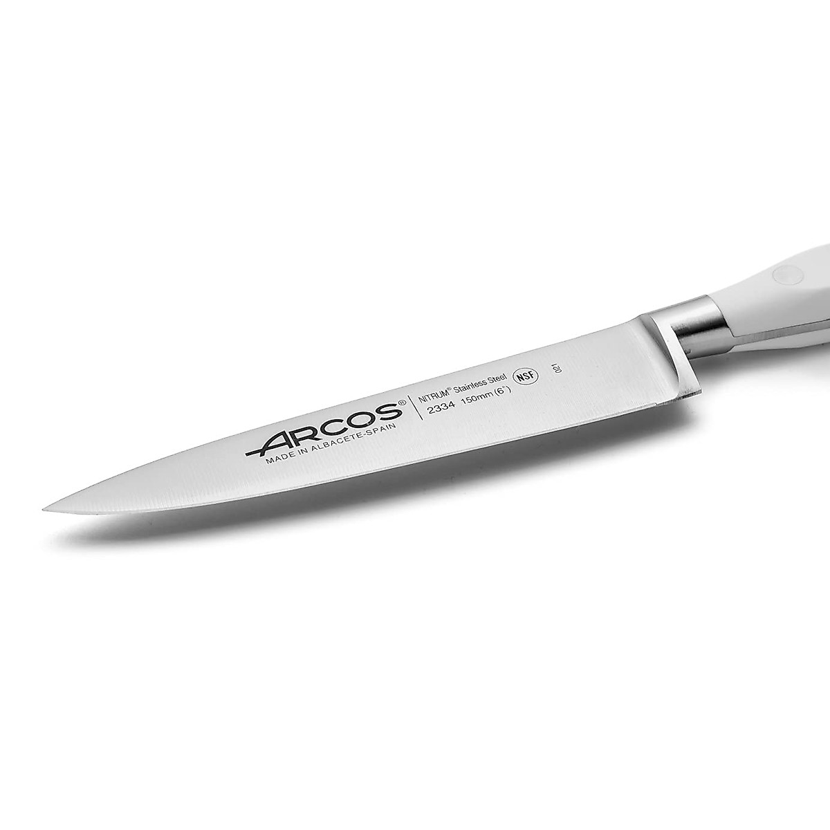 ARCOS Forged Chef Knife 6 Inch Stainless Steel. Multi-Use Professional Cooking Knife with Ergonomic Polyoxymethylene Handle and 150mm Blade. Series Riviera Blanc. Color White