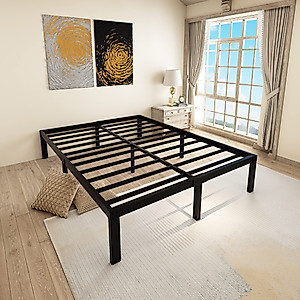 45MinST 14 Inch Reinforced Platform Bed Frame/3500lbs Heavy Duty/Easy Assembly Mattress Foundation/Steel Slat/Noise Free/No Box Spring Needed, California King