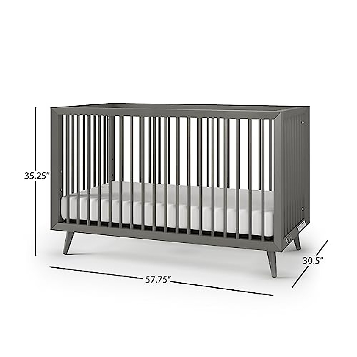 Child Craft Cranbrook 4 in 1 Convertible Crib, Mid Century Modern Baby Crib Converts to Day Bed, Toddler Bed and Full Size Bed, 3 Adjustable Mattress Positions