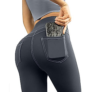 G4Free Flare Capri Pants for Women Cross Waist Bootcut Yoga Crop Pants with 4 Pockets High Waist Bootleg Leggings for Casual Workout (Grey,M)