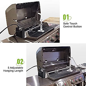 Dreyoo Rotisserie Grill Kit, UL Certificated Universal Grill Rotisseries with 120V 4W Motor, 28” Spit Rod, 2 x 4 Forks, Complete Holders and Fixing Screw for Universal Grills
