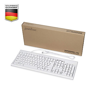 Perixx PERIBOARD-106 US W, Performance wired keyboard - 20 Million Key Press Life - Full Size 17.9"x6.6"x1.7" - White