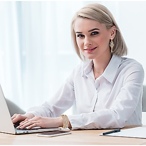 Paxuan Womens White Clear Rhinestone Crystal Wedding Bridal Bridesmaid Bracelet Jewelry Link Tennis Bracelet (Gold - Bracelet + Earrings)