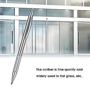 Jectse Diamond Glass Scriber Pen,Retractable Cutting Lettering Pen,Engraver Glass Cutting Tool,with Tungsten Steel Tip,For Cutting Glass And Ceramic Plate Or Engraving (Silver)