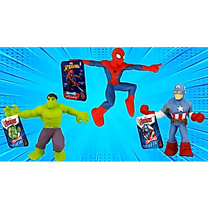 JA-RU Marvel Avengers Stretchy Toys Heroes Squish & Pull Toys (3 Units Assorted) Hulk Captain America & Spiderman Calming Fidget Toy, Stress Toys for Kids & Boys Toys DEF-6900-3