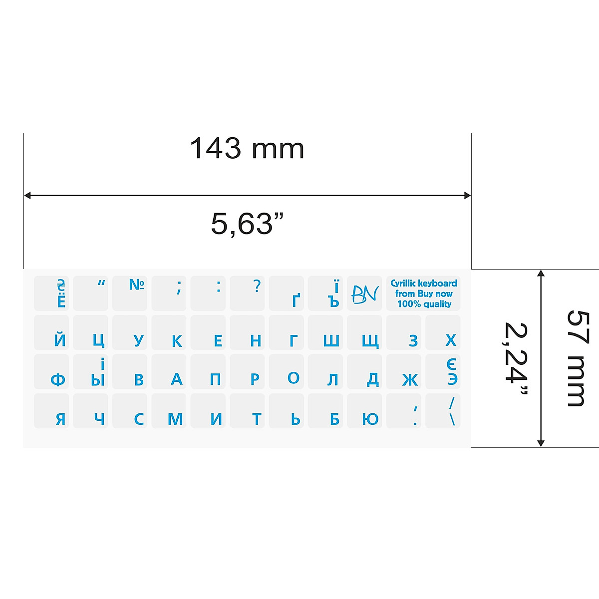 2 Pack Russian Blue Keyboard Stickers Cyrillic for Computer Blue Keyboard Letters on Clear Transparent Background