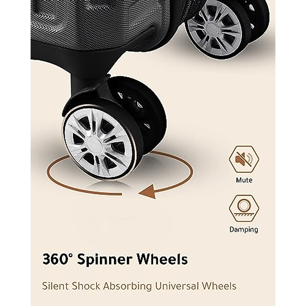 LUGGEX PC Carry On Luggage Sets 2 Piece - Hard Shell Expandable Suitcase Sets - 4 Metal Corner Hassle-Free Travel (Black Suitcase)