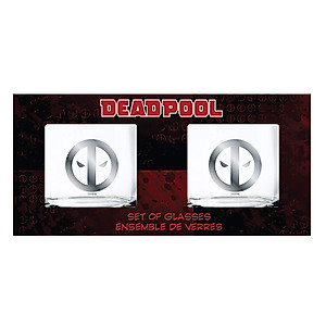 Deadpool Whiskey Glasses - Collectible Gift Set - Official Marvel Product - 10 oz. Capacity - Set of 2 - Classic Design - Sturdy Base - Perfect for Scotch, Bourbon, and Old Fashioned Cocktails