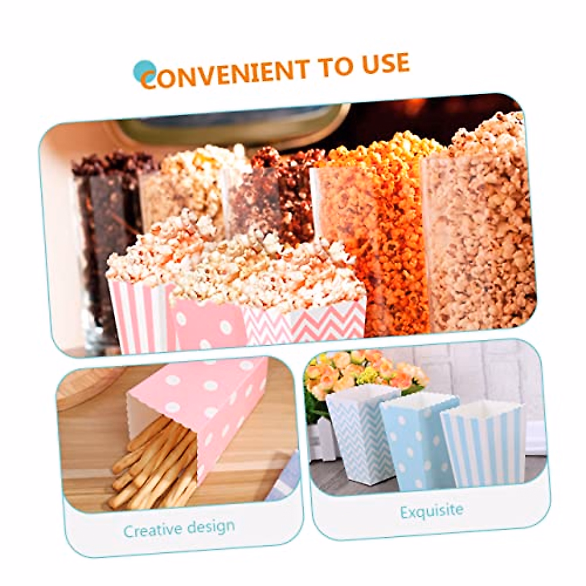 TOGEVAL 48pcs Popcorn Boxes Popcorn Box Cajitas De para Candy Popcorn Snack Container Paper Popcorn Case French Fries Boxes Bridal Shower Popcorn Boxes Popcorn Buckets Bride