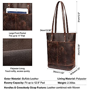 S-ZONE Medium Women Genuine Leather Tote Bag Ladies Shoulder Purse Handbag Big Front Pocket